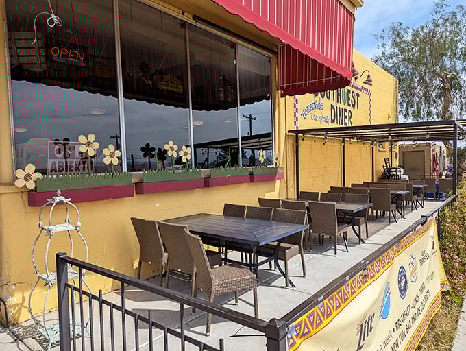 Outdoor seating captures that perfect Nevada sunshine, where desert breezes complement your meal and mountain views come complimentary with every order.
