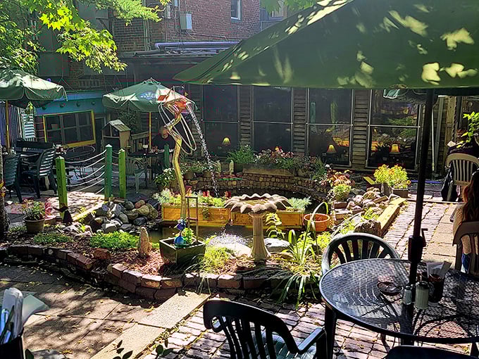 Their garden patio is the kind of secret oasis that makes you want to cancel your afternoon plans and order a second cup of coffee.