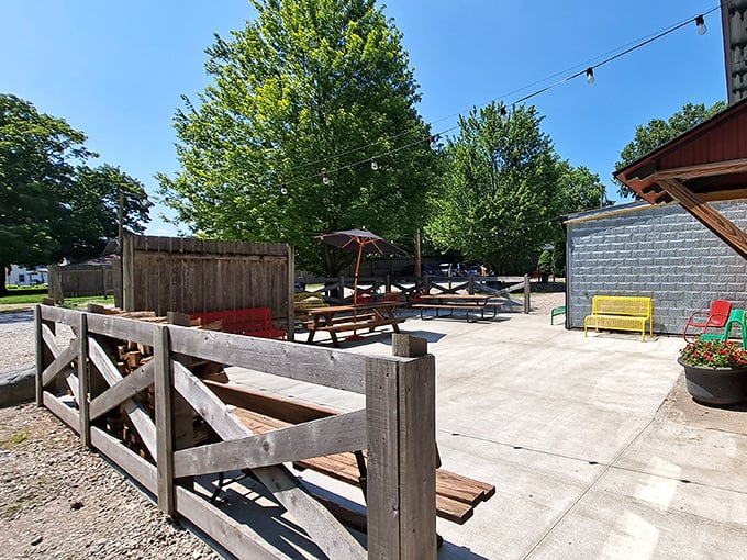 The outdoor seating area—where the famous Bonge's "tailgating" tradition happens—is where the experience begins, hours before your first bite.