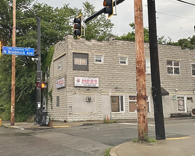 The corner location at Braddock Avenue—a Pittsburgh landmark for those who follow their noses to exceptional food.