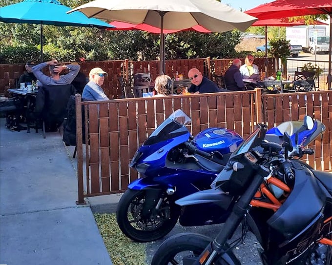 The outdoor patio draws everyone from bikers to retirees—good food is the universal language that brings Arizona together.