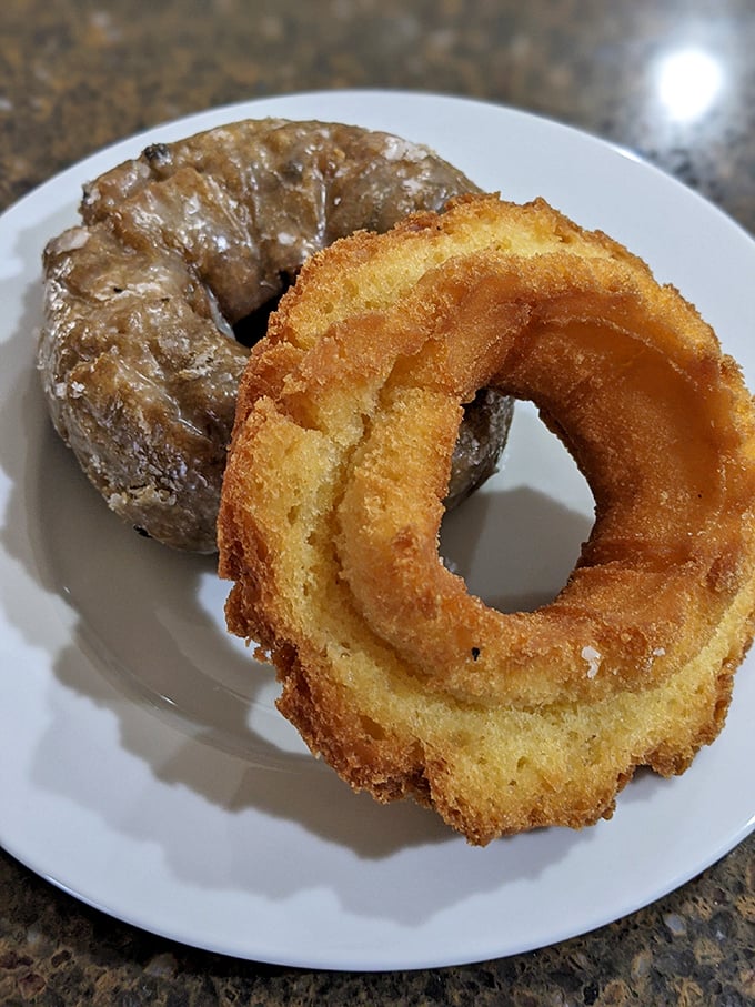 The textural contrast between cake and old-fashioned donuts is like comparing jazz to classical music—both magnificent in completely different ways.