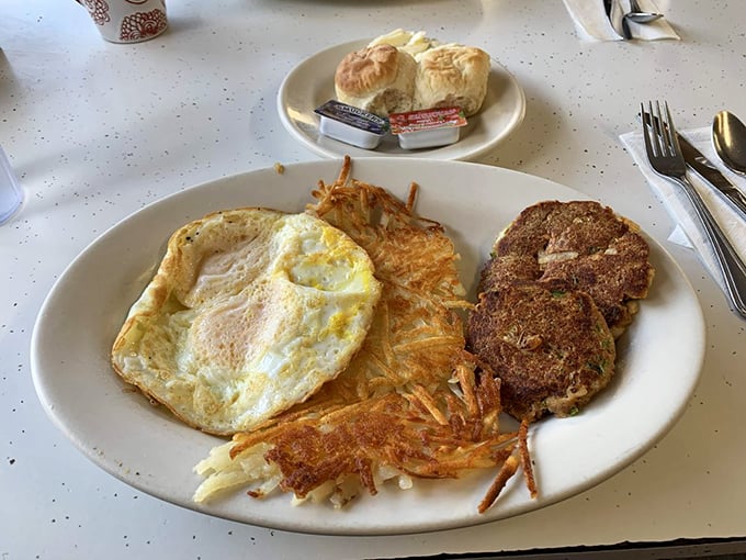 Eggs, hash browns, and sausage patties—the breakfast equivalent of a well-tailored suit. Classic, reliable, and always in style.