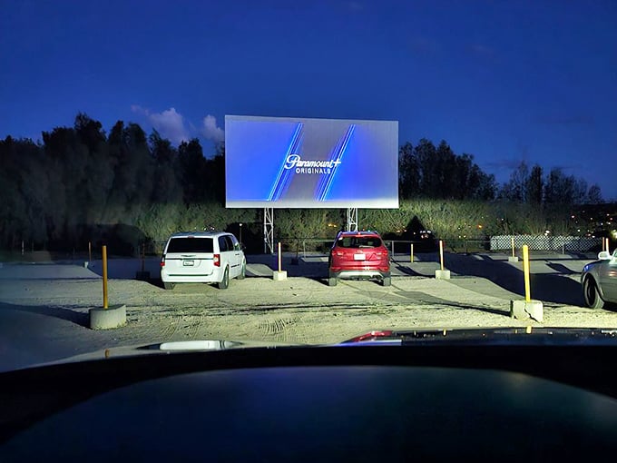 Paramount's mountain logo never looked more majestic than when projected against the actual mountains of the Mojave.