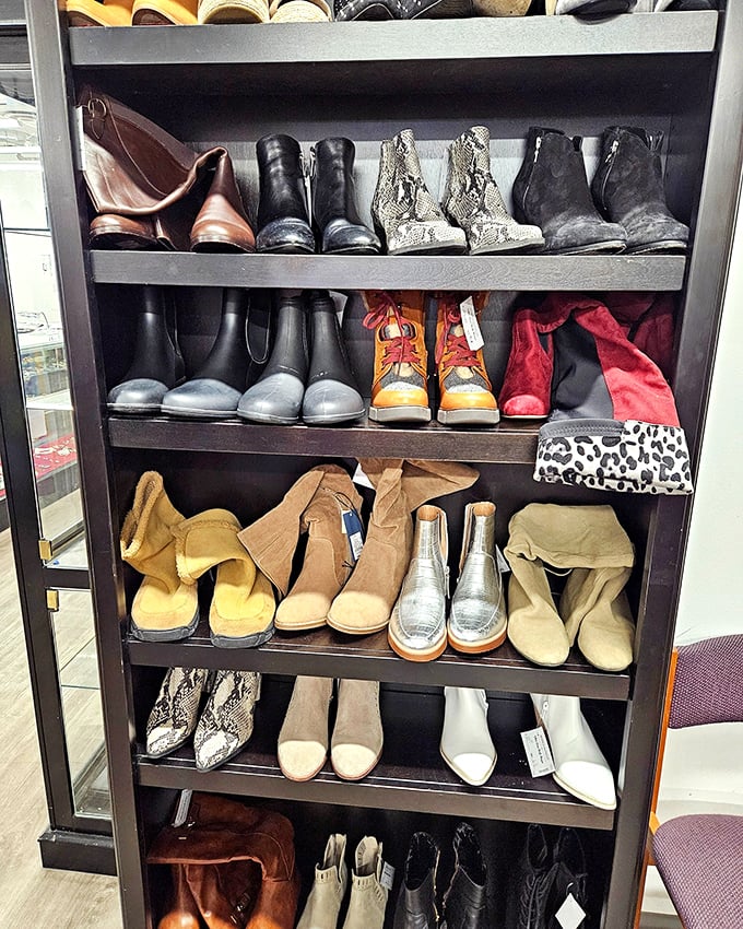 Shoe lovers, rejoice! From snakeskin boots to practical flats, footwear finds a second life on these shelves. Someone's "too tight" is your "just right."
