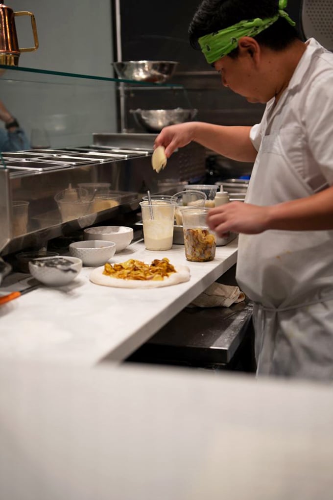 Craftsmanship in motion. Like watching a sculptor, except this art disappears deliciously within minutes of completion.