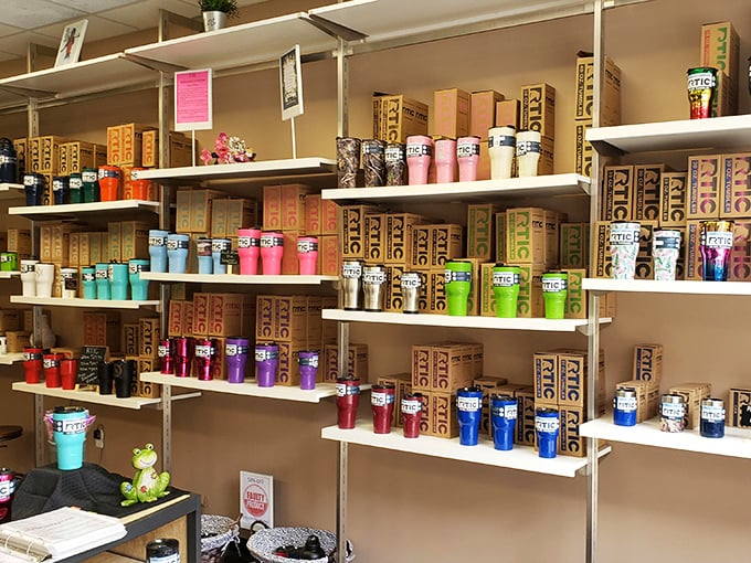 A rainbow of tumblers promising to keep your sweet tea cold during Mississippi summers that feel hotter than the surface of the sun.