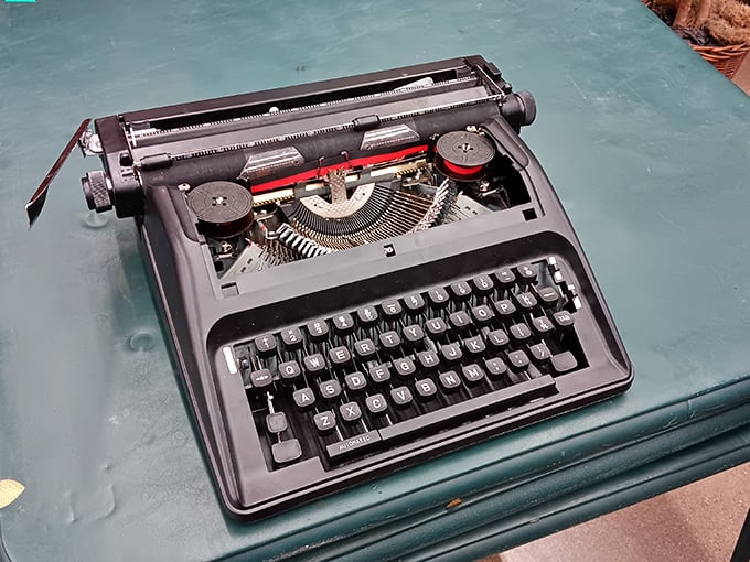 This vintage typewriter isn't just a machine—it's a time machine to an era when thoughts had to be organized before fingers hit keys.