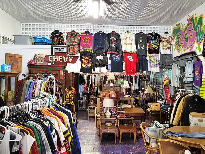 A kaleidoscope of vintage finds fills Sweet Repeat’s cozy interior—where every corner whispers a story from decades past.
