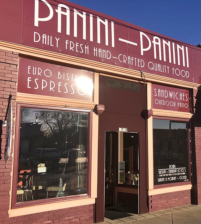 Euro chic meets Midwest charm! Panini Panini's stylish facade with its elegant typography offers a sophisticated sandwich experience that feels like a mini vacation.