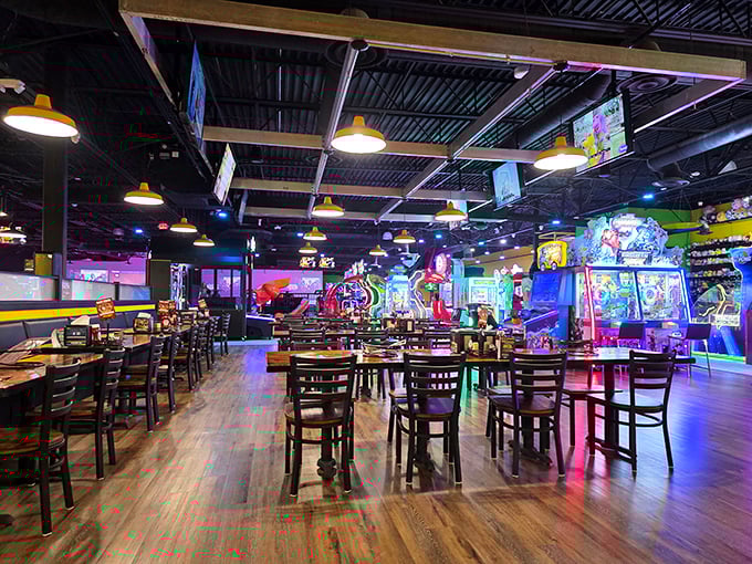 Where shopping fatigue goes to die! This arcade offers retail therapy of a different kind—the kind with flashing lights and victory sounds.