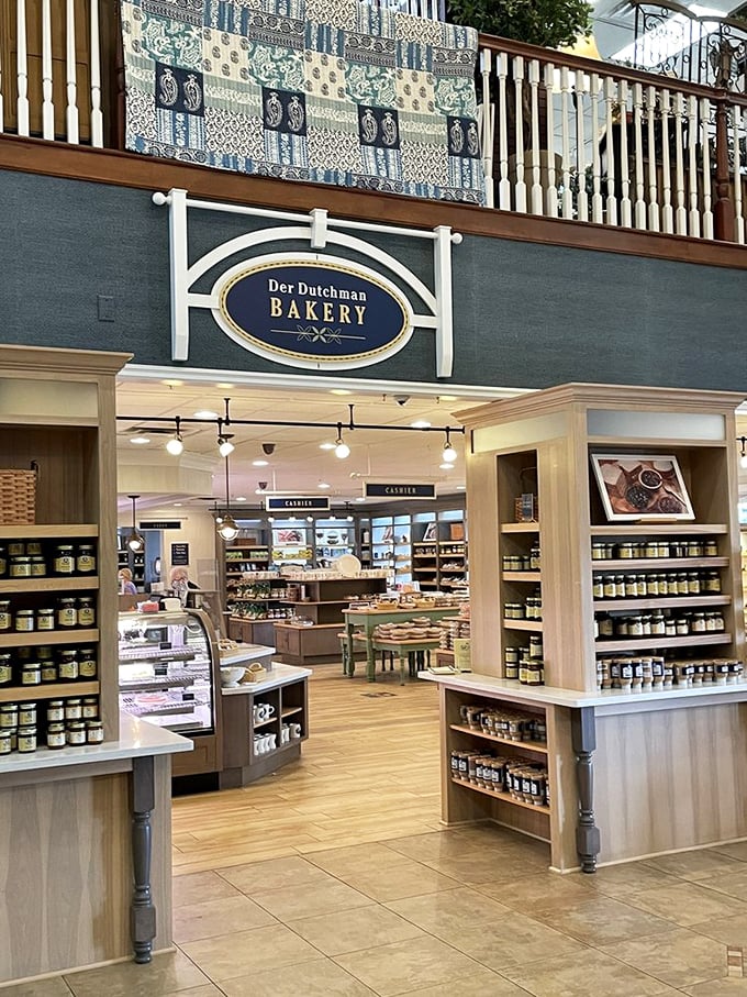 The bakery entrance feels like the gateway to a sweeter dimension. Those jars aren't just preserves—they're happiness preserved in glass containers.