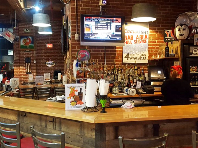 The bar area – because nothing complements slow-smoked meats quite like a cold beverage and good company.