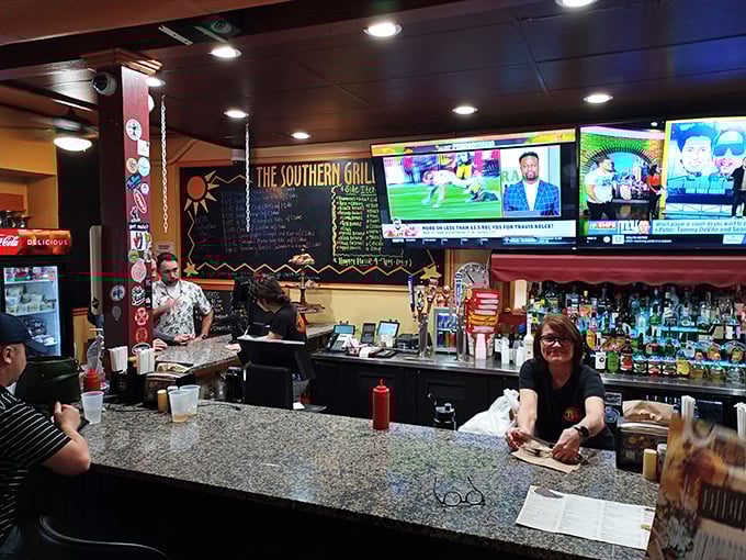 The bar serves up cold drinks while multiple screens ensure you never miss a moment of the action happening on field.