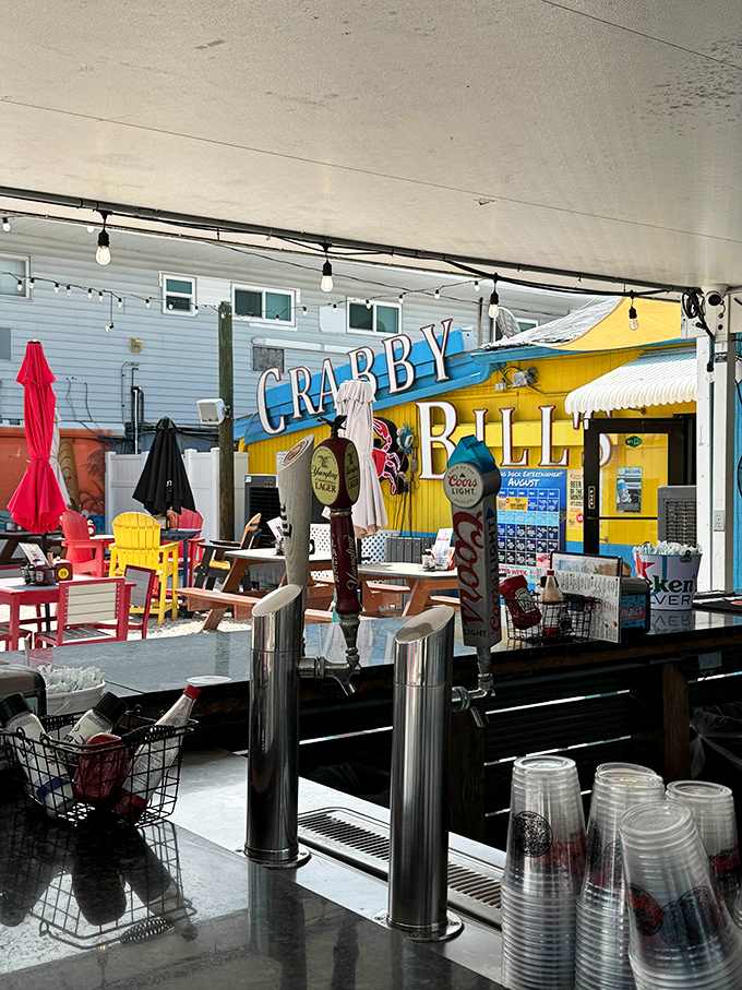 Where beer taps flow and seafood stories grow—the bar area serves up liquid refreshment to complement ocean-fresh delights.