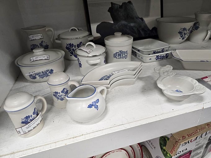 Blue and white china that makes you want to host a proper tea party, crumpets optional.