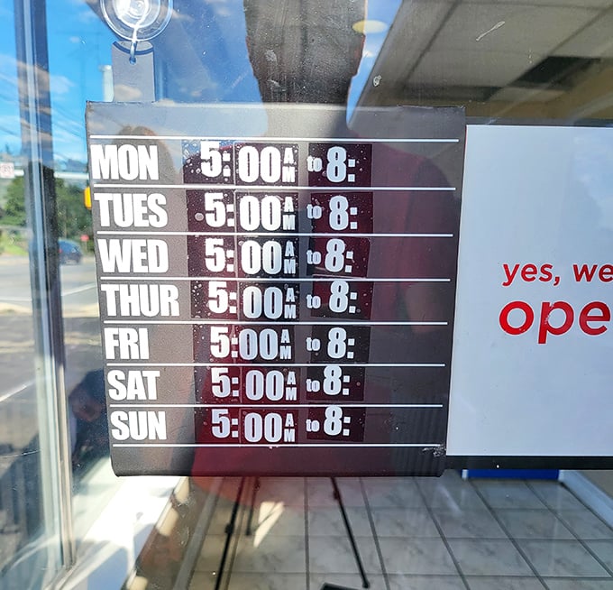 Open at 5 a.m. every single day – because great breakfast waits for no one, not even the sun.