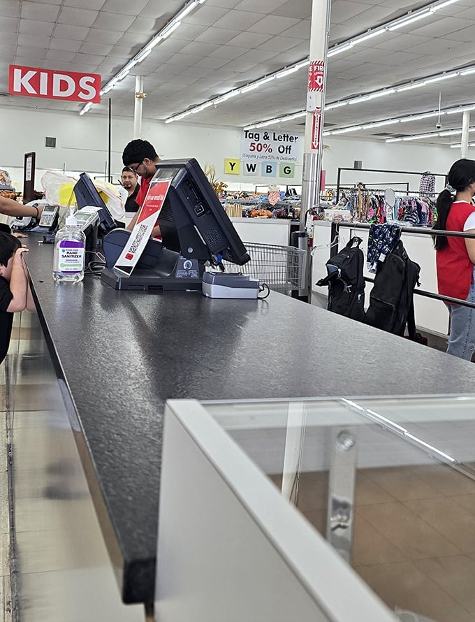 The final frontier: checkout counters where treasures become possessions and wallets barely feel the difference.