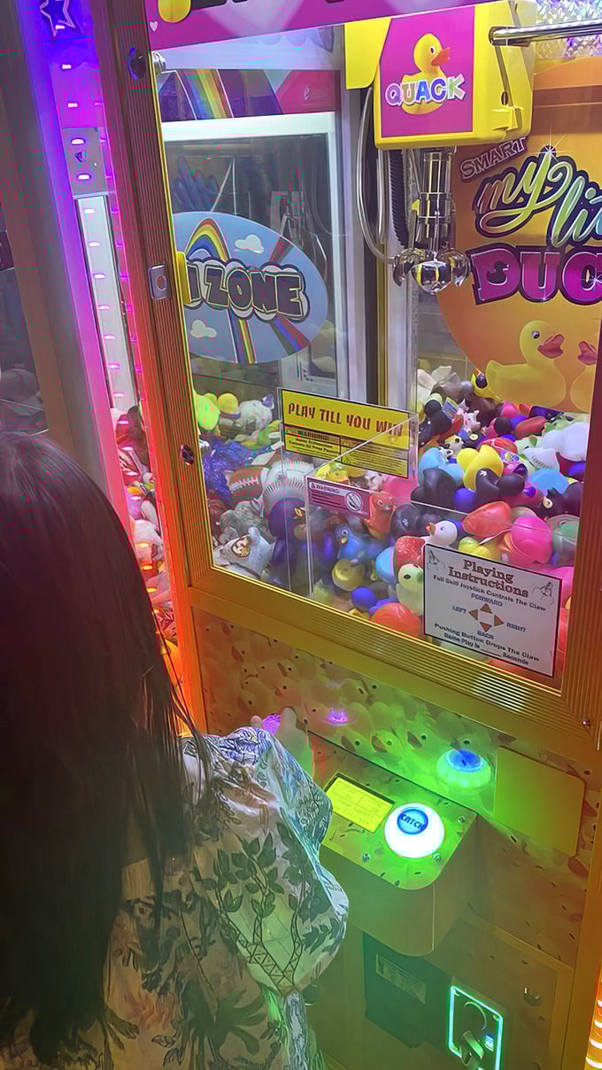 Unexpected entertainment! The colorful claw machine offers a bit of whimsy and fun for the young (and young at heart) after dinner.