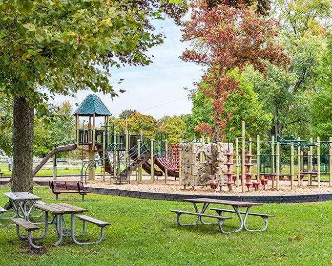 Conrad Park's playground equipment promises adventure for the young and young-at-heart – no WiFi needed for this kind of connection.