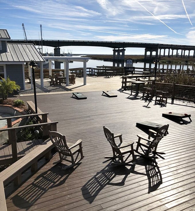 The expansive deck offers front-row seats to coastal Georgia's natural beauty – where digestion and contemplation go hand in hand.