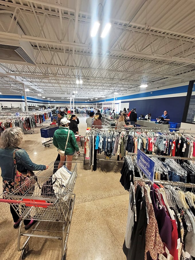 The promised land of bargains stretches before eager shoppers. This isn't just retail therapy—it's a full-on archaeological expedition through American consumerism.