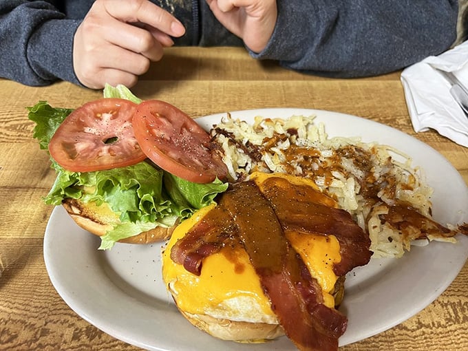 This burger doesn't just satisfy hunger—it eliminates it completely, with hash browns as the perfect sidekick.