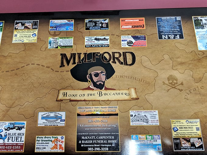 Milford's pirate heritage adorns the walls – a reminder you're in a town with stories to tell between bites of home-cooked goodness.