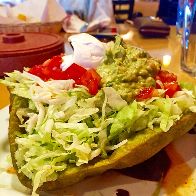 This taco salad shell is basically an edible bowl of happiness, filled with everything your appetite desires right now.