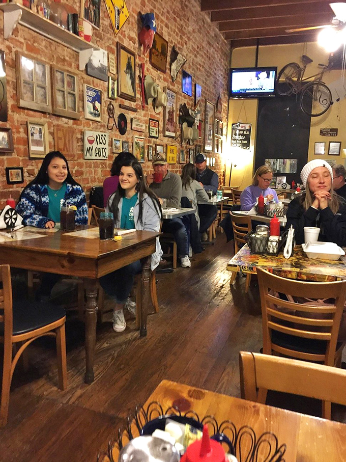 Where strangers become friends over shared tables and secret gravy recipes. The brick wall has probably heard more stories than a bartender.