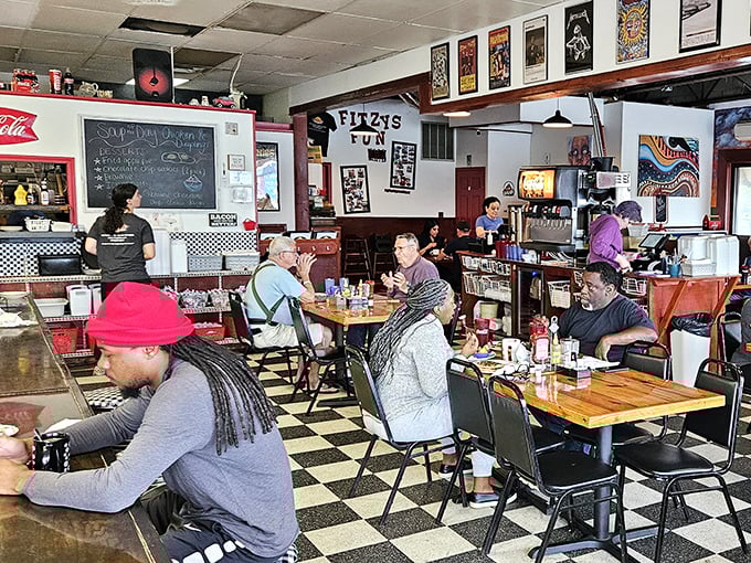 The dining area buzzes with conversation and caffeine – a community gathering spot where strangers become friends over shared appreciation of gravy.