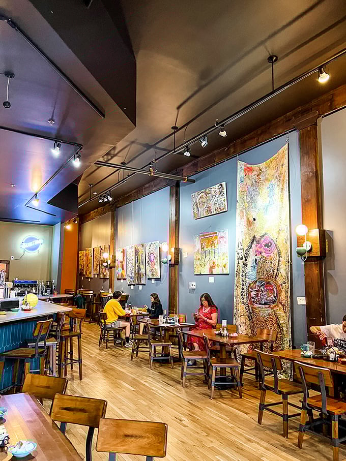 Artwork adorning the walls and thoughtful design details prove this isn't your average greasy spoon – it's a breakfast destination with character.