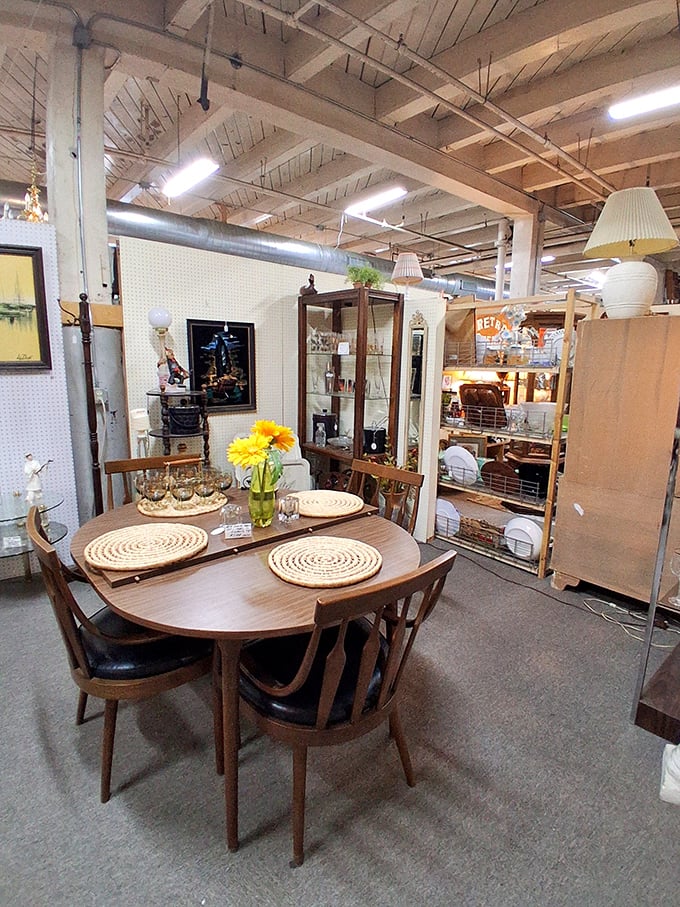 This mid-century dining set isn't just furniture—it's a portal to family dinners past, complete with conversation and comfort.