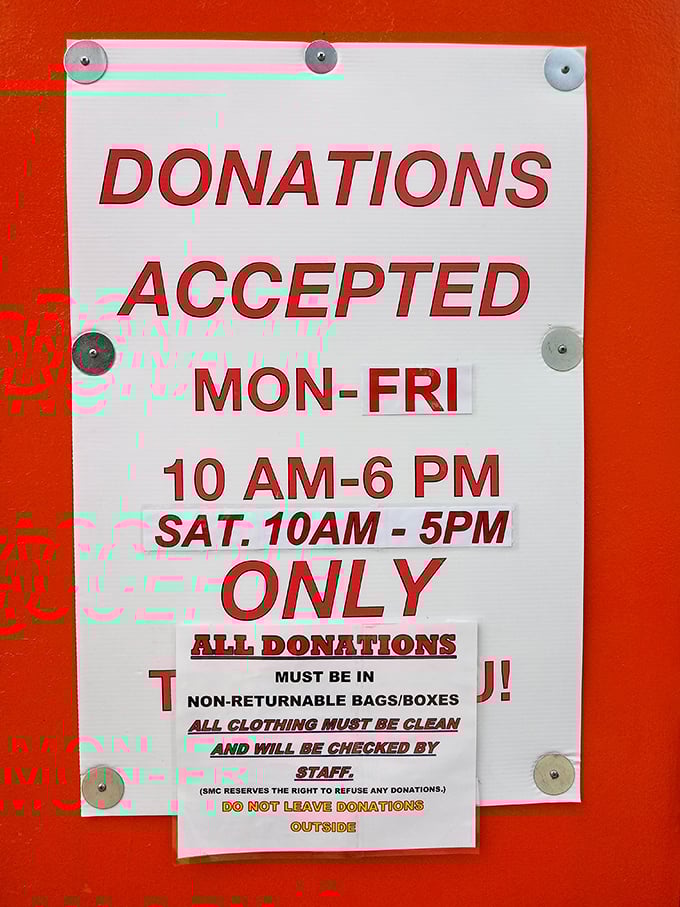 The donation rules – where the circle of thrifting begins and the community's generosity keeps the shelves stocked.