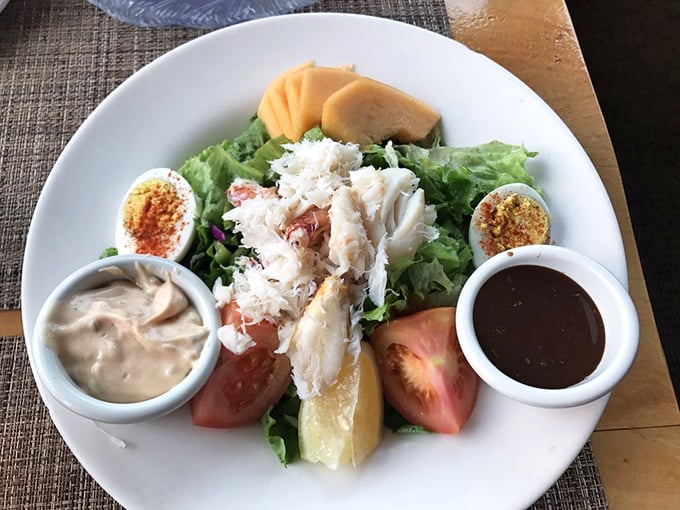 This crab salad isn't just lunch—it's a celebration of the sea, arranged so beautifully it almost feels wrong to disturb it. Almost.