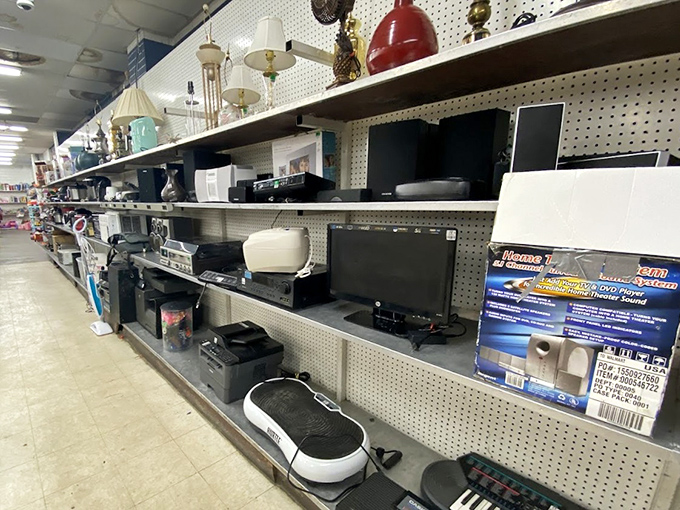 Electronics section: where yesterday's must-have gadgets find new purpose. That vintage stereo receiver might outlast your brand-new smartphone.