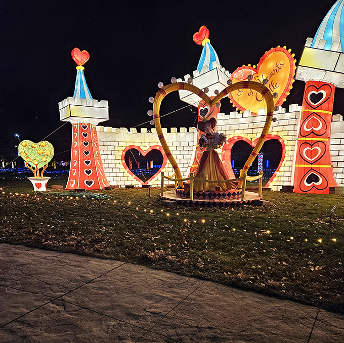 A fairytale castle of hearts and spades creates the perfect backdrop for evening enchantment beneath Ohio stars.