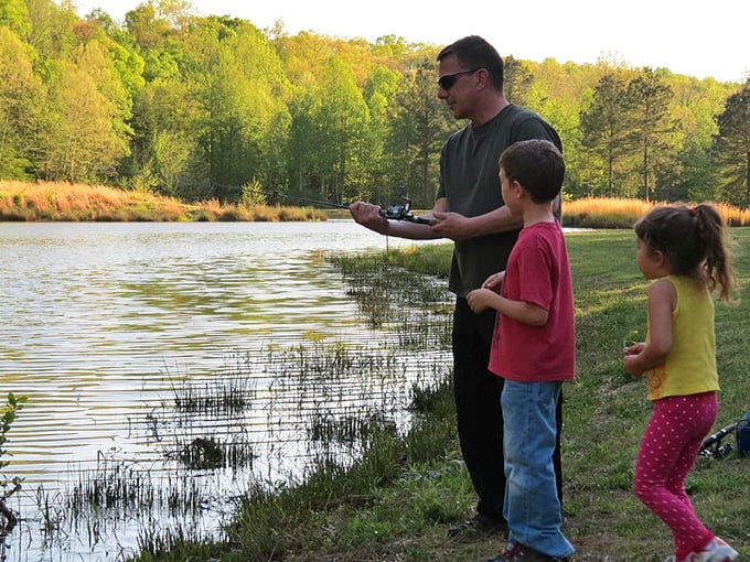 Family fishing in Tennessee – where "catching dinner" and "making memories" become the same wonderful activity.