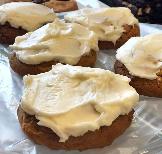 Frosted pumpkin cookies that taste like fall wrapped in cream cheese icing – comfort food that somehow improves your day with just one bite.
