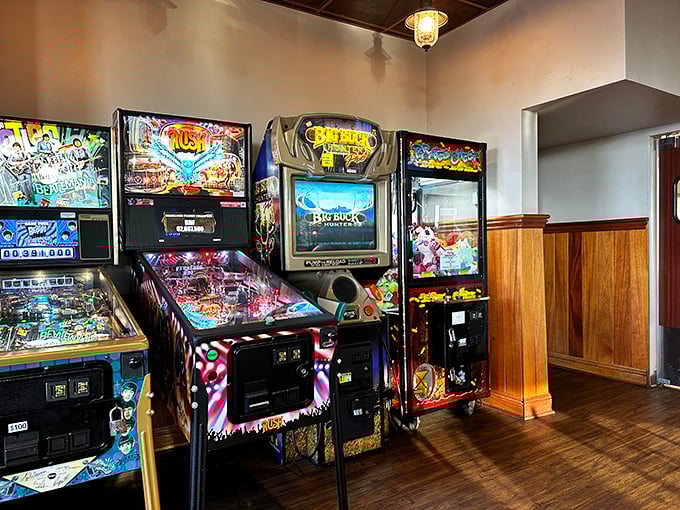 Between bites, challenge friends to pinball glory! These arcade games add a playful touch to the classic diner experience.