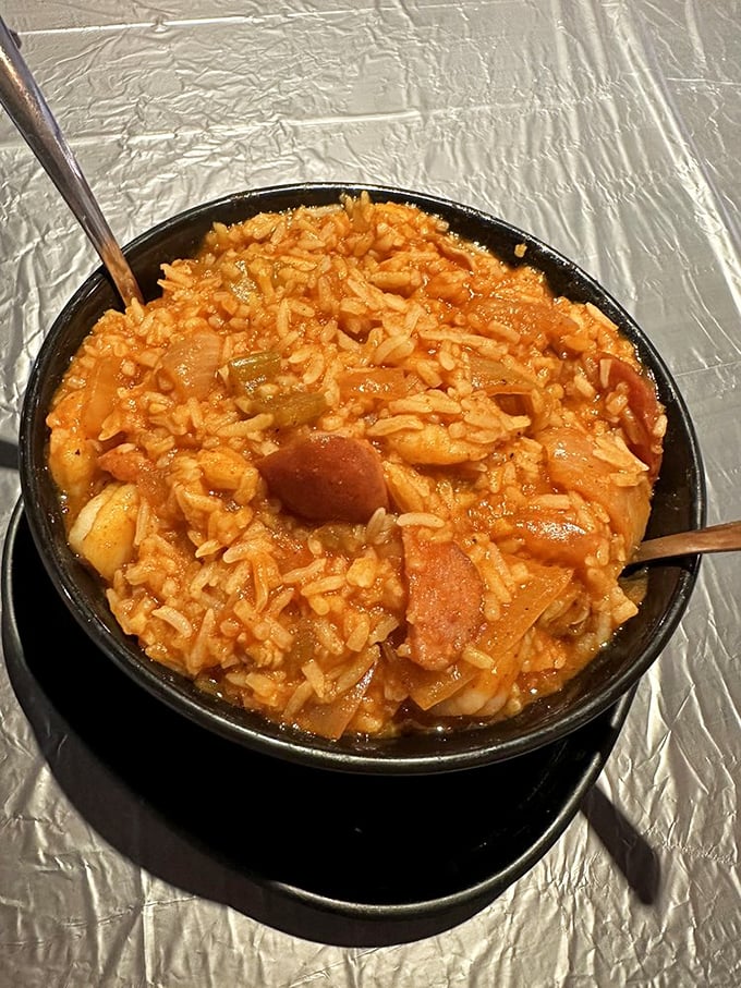 Jambalaya that tells a story with every spoonful—rice, sausage, and vegetables in perfect harmony. The kind of dish that silences conversation.