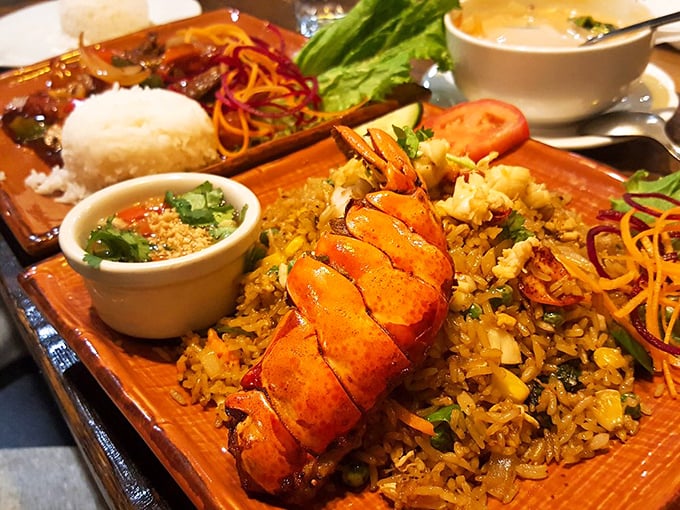 Lobster fried rice that turns the humble takeout staple into a special occasion. That lobster tail is basically wearing a "photograph me" sign.