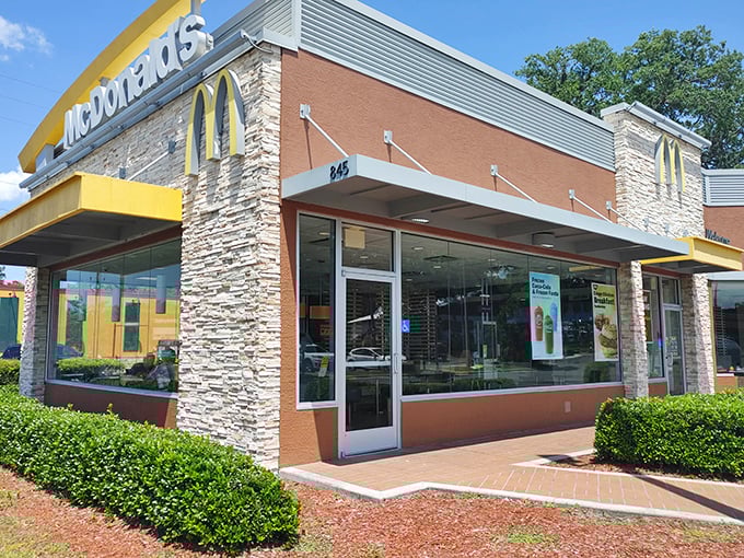 Even McDonald's in Brooksville gets the upscale treatment with stone accents and landscaping – fast food with a side of curb appeal.