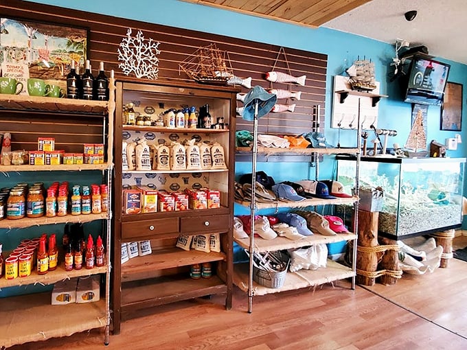 The market section – where seafood lovers can take home treasures from the deep. Like a library, but every book is delicious when properly cooked.