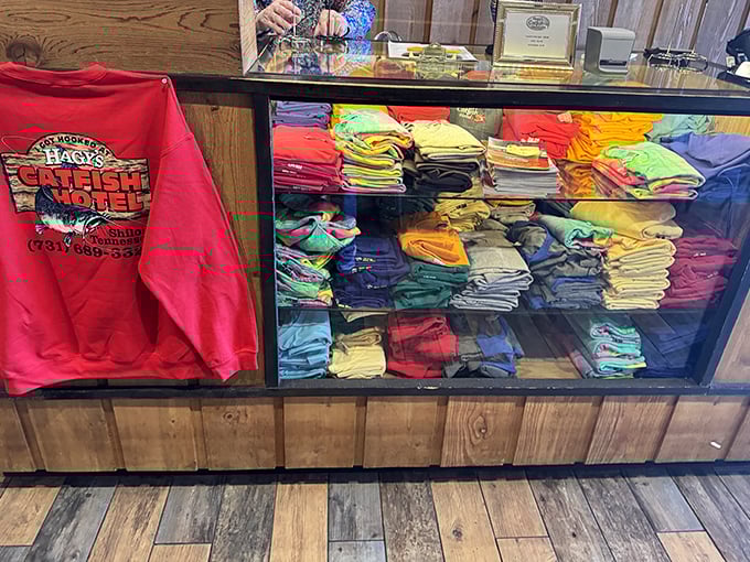The ultimate souvenir – a Hagy's Catfish Hotel t-shirt that tells everyone back home you've experienced one of Tennessee's culinary treasures.
