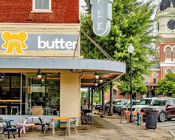 Butter Bakery's cheerful corner spot beckons with promises of caffeine and carbs—the twin pillars of any worthwhile morning in small-town Georgia.