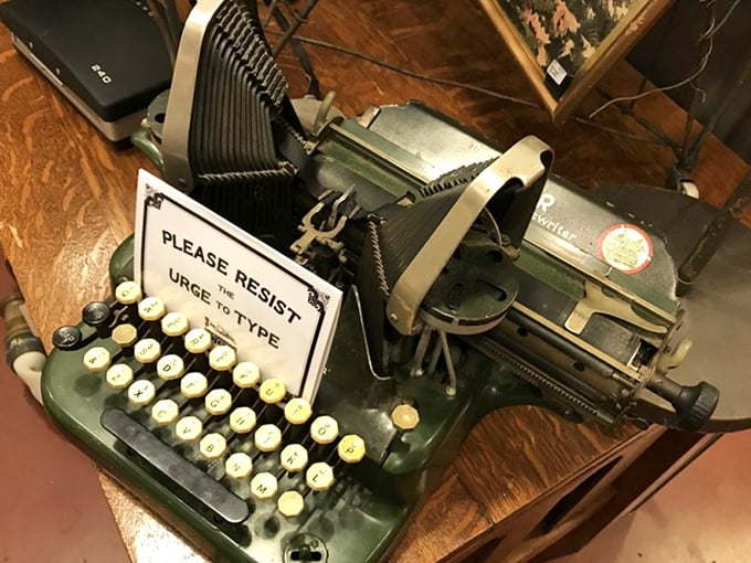 That vintage Oliver typewriter still begs writers to create the next great American novel.