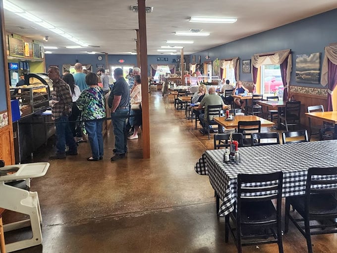 The dining room buzzes with the sound of happy eaters—a symphony of satisfaction conducted by good food and better company.