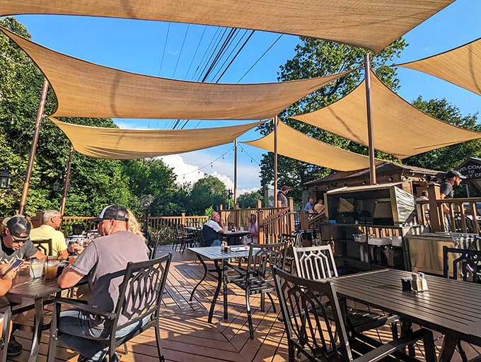 Outdoor dining under canvas sails – where fresh air and fresh food create the perfect recipe for a summer evening.