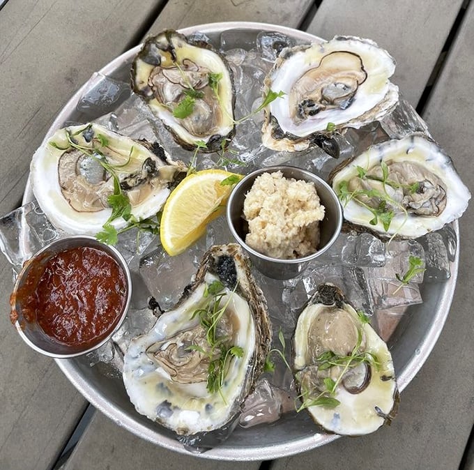 Oysters on ice—nature's perfect appetizer. These briny beauties are just waiting for a squeeze of lemon and a moment of appreciation.